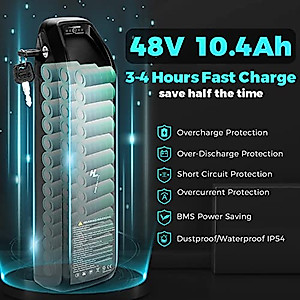 Speedrid Electric Bike 48V 500W Fat Tire Electric Bike Snow Bike 26" 4.0, 48V 10.4Ah Removable Battery and Professional 7 Speed (Black and Blue)