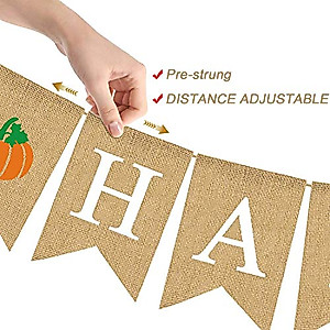 Rainlemon Jute Burlap Happy Birthday Banner with Pumpkin Rustic Fall Autumn Birthday Party Garland Decoration