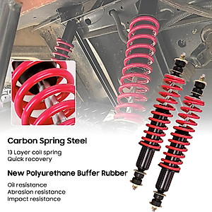 10L0L Front Rear Coil Over Shock Fits EZGO TXT Medalist 1994+ Newer Gas or Electric Golf Cart, Heavy Duty, Replaces OEM# 70928-G01 76418-G01, 2- Pack (Red Shocks)