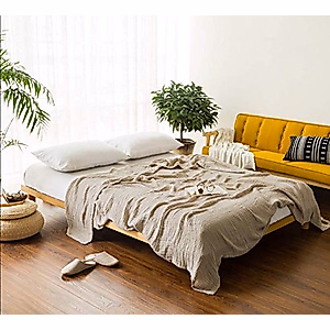 EMME Muslin Throw Cotton Blanket Soft Bed Blankets for Adults and Baby 55"x75" Lightweight Soft Breathable Throw Blanket All Season Gauze Blanket, Light Tan