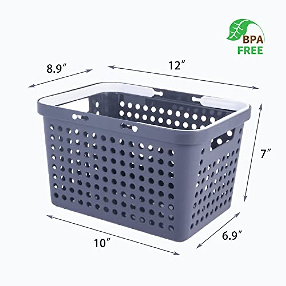 WEMEGA 2 Pack Portable Shower Caddy Tote Plastic Storage Basket with Handles,Box Organizer Bin for Bathroom,College Dorm,Kitchen,Bedroom,Black