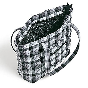 Vera Bradley Women's Cotton Small Vera Tote Bag, Kingbird Plaid, One Size