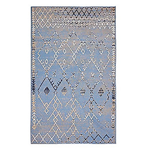 Furnish my Place Trellis Pattern Rug - 7 ft. 8 in. x 11 ft, Light Blue, Bohemian Rug with Transitional Design