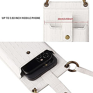 Shiratori Small Crossbody Cell Phone Purse for Women, Mini Messenger Shoulder Handbag Wallet with Credit Card Slots With makeup mirror White