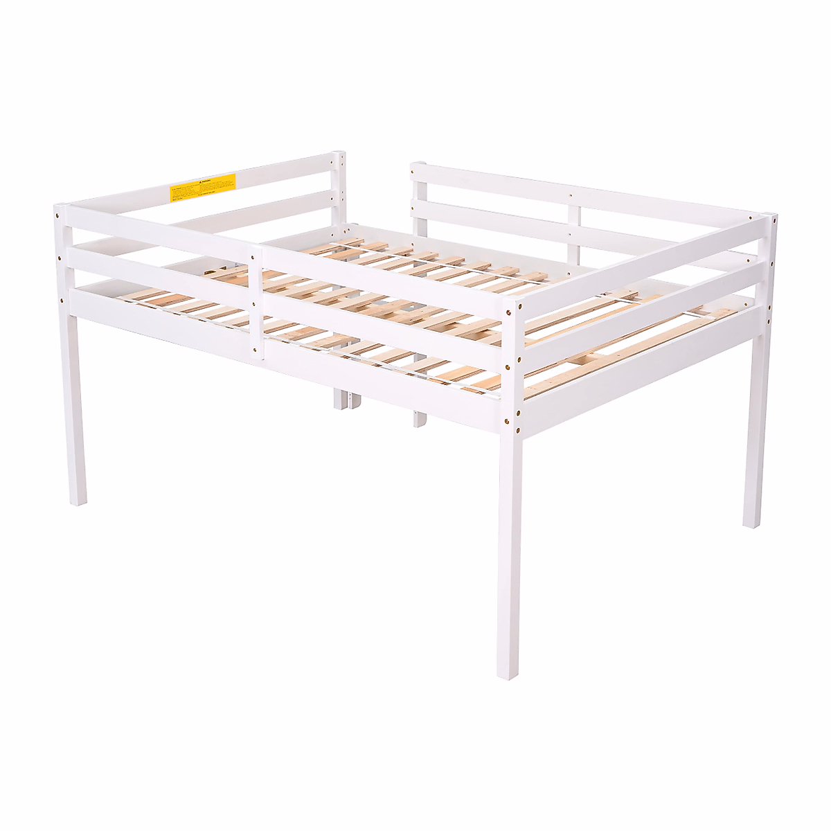 HZHOME Full Loft Bed for Kids,Solid Wood Low Loft Bed with Guardrails and Ladder,Full Size Junior Loft Bed with Underneath Space for Boys or Girls,No Box Spring Needed, White