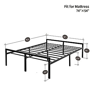 Mofesun Metal Bed Frame Full - Black Metal Platform Bed 14 Inch with Storage, Heavy Duty Easy Assembly No Box Spring Needed (Full)
