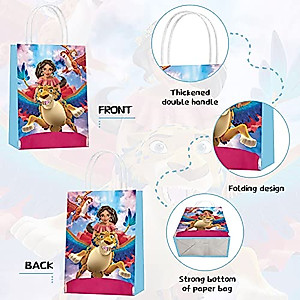 Thwae 16Pcs Elena of Avalor Party Favor Bags, Princess Elena Birthday Paper Gift Bags with Handles for Princess Elena Themed Party Decorations Goody Treat Candy Bags