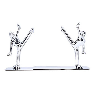 Metal Book Ends Stainless Steel Man bookends Nonskid Bookends Art Bookend Unique Men Design Simple Fashionable Decorative Bookends for Home Office Bar Restaurant Silver 1 Pair
