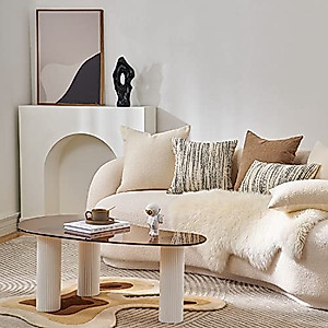 DOMVITUS Cream Throw Pillows Boucle Pillow Covers 18x18 Luxury Neutral Pillow Covers Couch Pillows for Living Room Sofa Accent Pillows Textured, 1PC, Cream Yellow