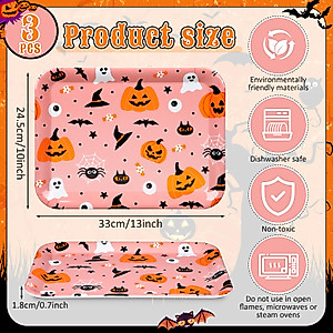 Jingmore 3 Pack Halloween Serving Trays 13 x 10 Inch Reusable Melamine Serving Platter Halloween Food Tray Halloween Snack Tray Halloween Pumpkin Ghost Spider Serving Tray Cute Birthday Party Supplies