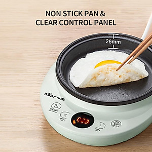 Bar Electric Small Food Steamer 2 Tier, Egg Cooker with Steaming & Frying, Stainless Steel Vegetable Steamer for Cooking, Anti-dry Burn Protection, 9.5h Preset, 360W, ZDQ-B14Y5