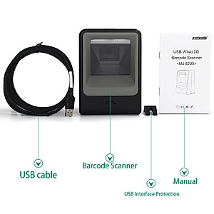 2D QR Barcode Scanner,Symcode Omnidirectional Hands-Free USB Automatic Barcode Reader for Mobile Payment Computer Screen Scan