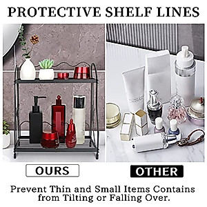 Bathroom Organizer Countertop, 2 Tier Bathroom Tray for Counter Organizer and Storage Shelf, Vanity Organizer Bathroom Counter Tray Kitchen Spice Rack Standing for Bathroom, Kitchen, Bedroom, Offices