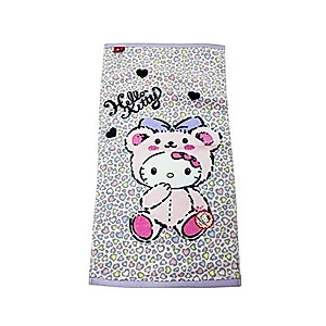 HK Hello Kitty Leopard Washcloth 110g Cotton Bath Towel (Purple)