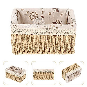 Laundry Office . Basket, Shelves Wicker Snacks with Storage Wooden Linen Vegetable for Vegetables S Rectangular Baskets, Size Household Weaving Jewelry Desktop Room