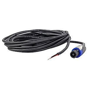 Rockville RHC20 20 Foot Speakon to Bare Wire Speaker Cable,16 Gauge,100% Copper,Black