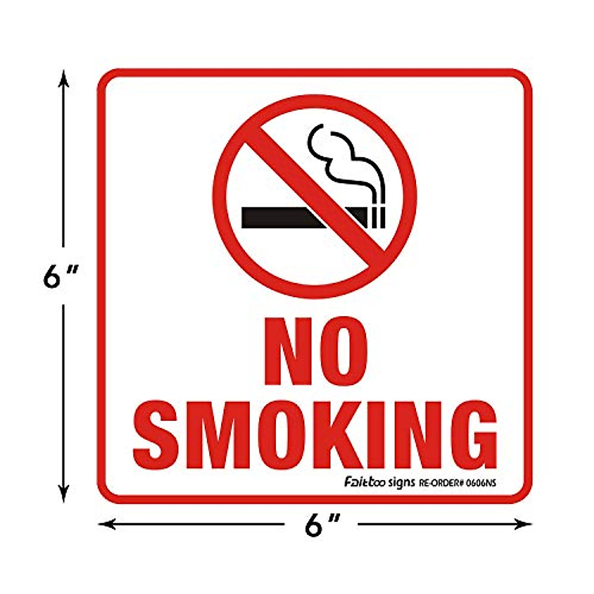10 Pack No Smoking Stickers, No Smoking Stickers Decals, 6x6 inch Self-Adhesive Vinyl Decal Stickers, UV Printed, Durable Ink, Waterproof, Easy to Mount, Indoor/Outdoor Use