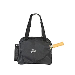 Thorza Pickleball Bag with Front Paddle Pocket, Large Mesh Pockets for Water Bottles and Gear, Storage for Clothes and Sports Equipment, Long Shoulder Sling, Classic Black, Men and Women