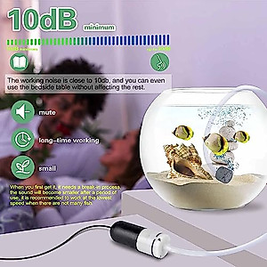 Mini Aquarium Air Pump,USB air Pump for 5 Gallon Aquarium Decorations Adjustable Fish Tank Aerator Includes Aquarium Oxygen Tube + Air Stones, Convenient Battery Aquarium air Pump