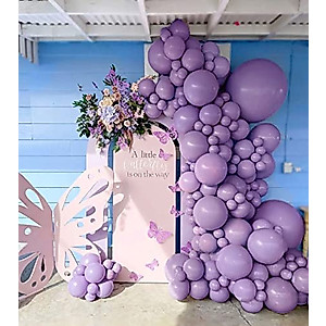 Purple Balloon Garland Kit - Double Stuffed Lavender Balloons Different Sizes 18/12/5 Inch Lilac Balloon Arch Latex Balloons For Birthday Baby Shower Wedding Bachelorette Party Decorations