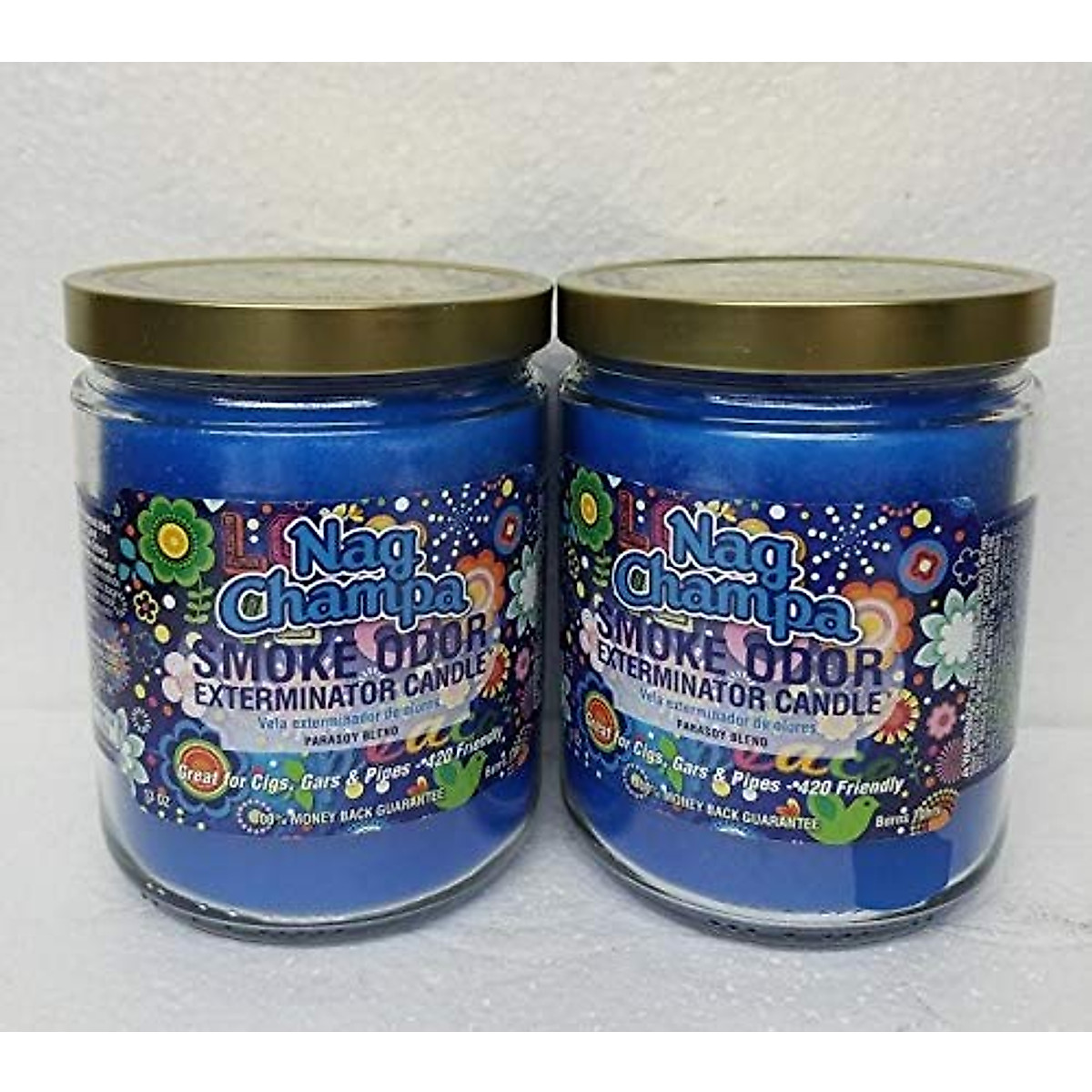 Smoke Odor Exterminator 13 oz Jar Candles Nag Champa, (2)