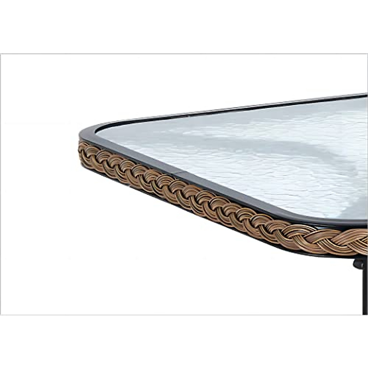 BTEXPERT Indoor Outdoor 28" Tempered Glass Metal Trim + 4 Gray Restaurant Stack, 4 Rattan Chairs with a Square Table, Grey