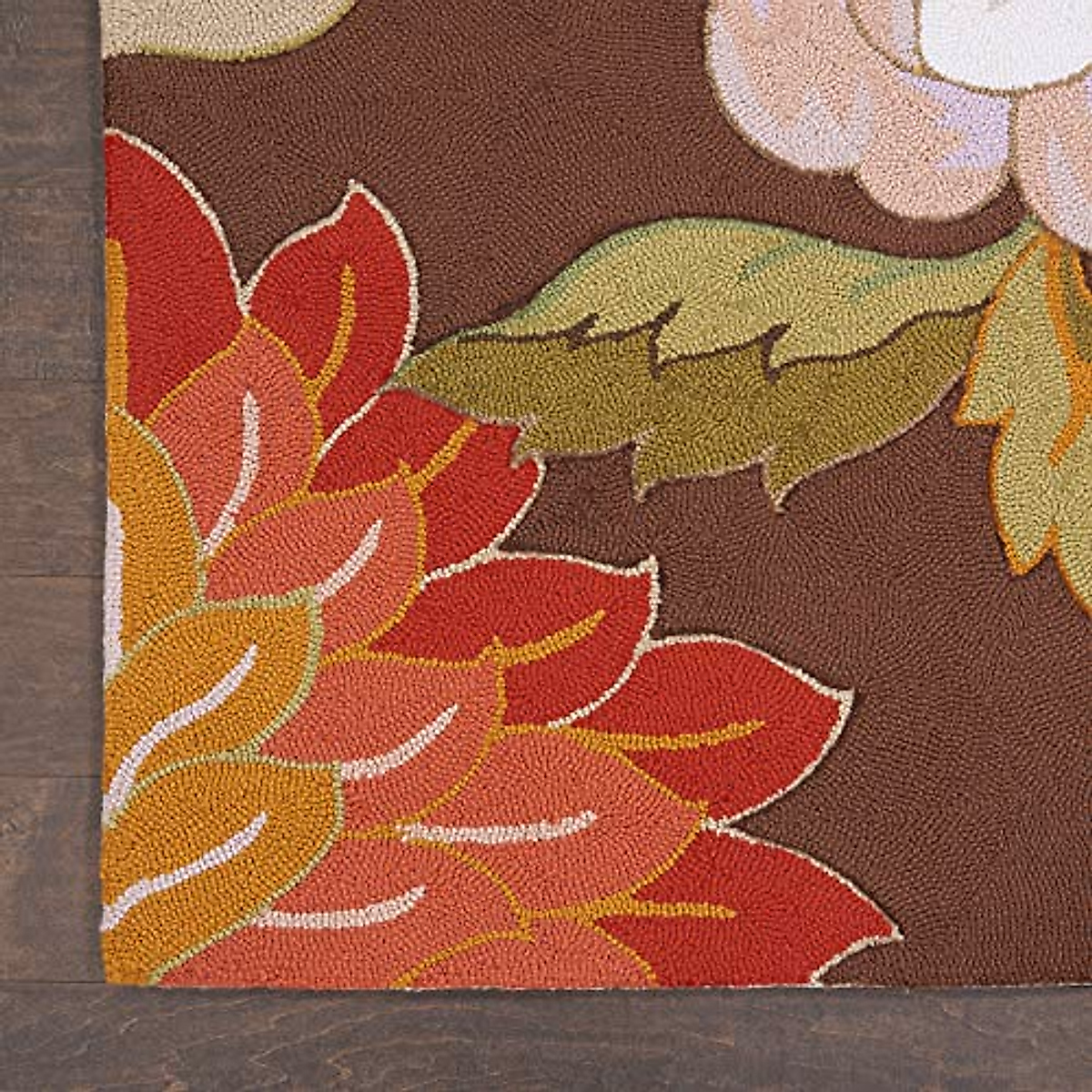 Nourison Fantasy Chocolate 5' x 7'6" Area-Rug, Modern, Floral, Bed Room, Living Room, Dining Room, Kitchen, Easy washing, Non Shedding, (5' x 8')