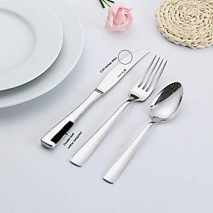 HISSF Cutlery Set, Silverware Set Serive for 6, 30 Pcs Stainless Steel Forks Spoons and Knives Set, Silver