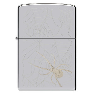 Zippo Spider Web Design High Polish Chrome Pocket Lighter