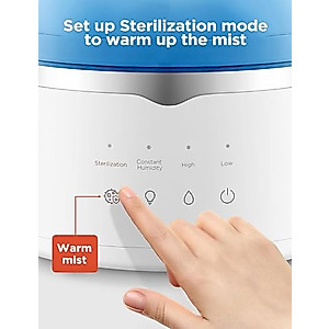 Pelonis Warm and Cool Mist Humidifiers for Bedroom Large Room Home and Baby | Ultrasonic Cool and Warm Mist Humidifier for Plants | Essential Oil Diffuser|4L Tank| Night Light| White