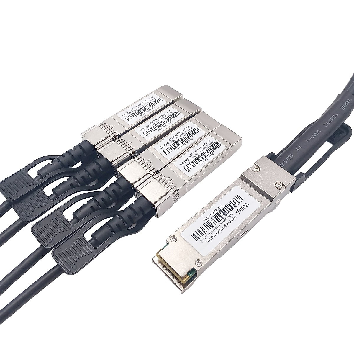 Wiitek 1M QSFP+ to 4 SFP+ DAC Breakout Cable, QSFP-4SFP10G-CU1M, 40G QSFP+ Direct Attach Copper Cable, 30AWG Black, for Cisco, Ubiquiti, Mellanox, Supermicro, Compatible for Mikrotik
