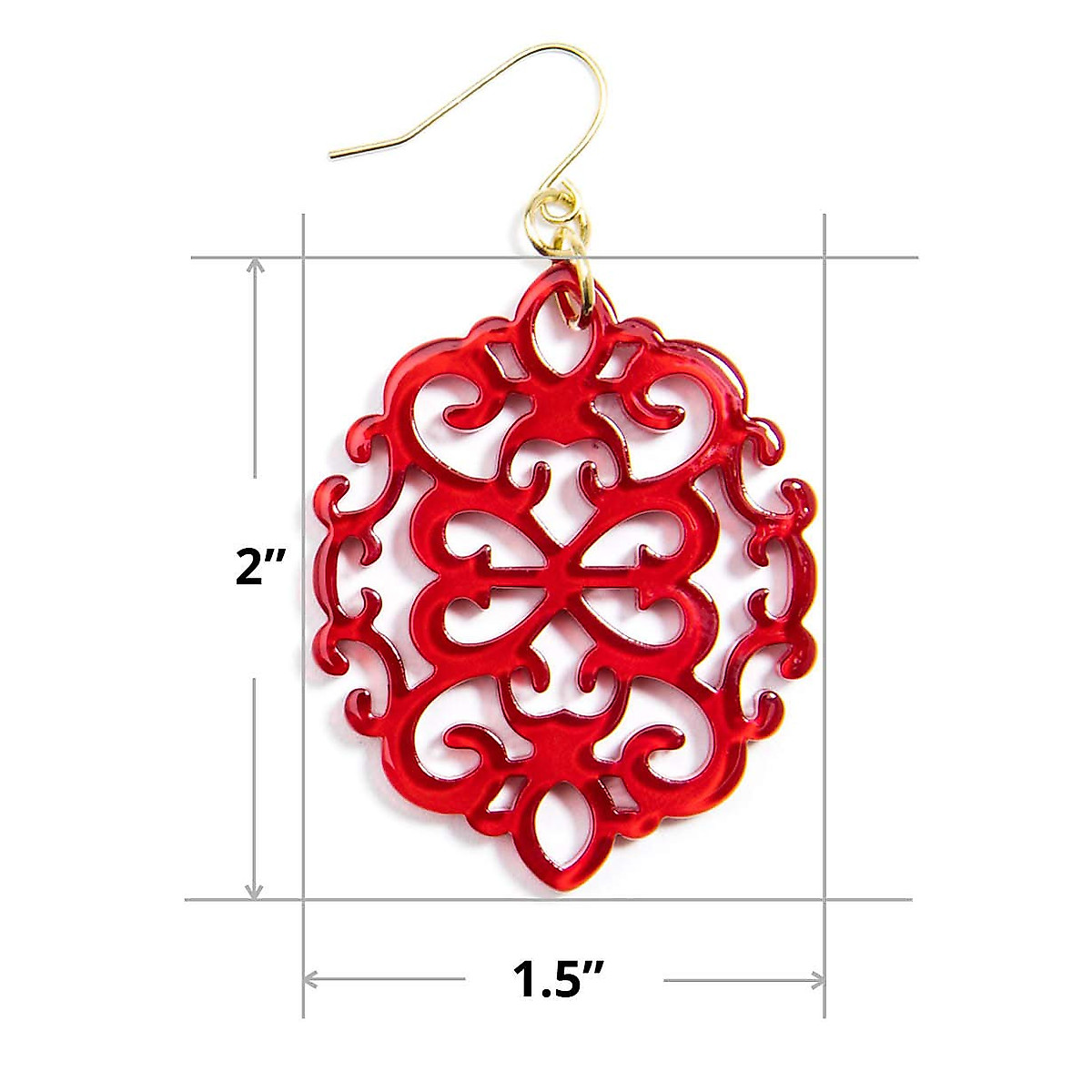 ZENZII Modern Damask Pattern Resin Earring (Hot Pink)