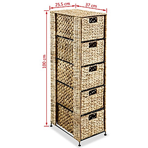 Gecheer Storage Unit with 5 Baskets 10"x14.6"x39.4" Water Hyacinth D320509C
