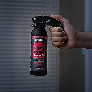 SABRE Red Home Defense Pepper Gel With Wall Mount For Easy Access, Max Strength OC Spray, UV Marking Dye Helps Identify Suspects, Full Hand Grip For More Accurate Aim, Secure Pin Safety, 32 Bursts