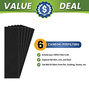 GOFIL 6 Pack Replacement Filter Includes 6 Carbon Pre-filters Compatible with Air Purifier Model AC4825, AC4300BPTCA, AC4900CA, AC4850PT, AC4820, AP2200CA Purifiers & Replacement Filter B