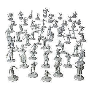 Monster Protectors 56 Unpainted Fantasy Mini Figures- All Unique Designs- 1" Hex-Sized Compatible with DND Dungeons and Dragons, Pathfinder and RPG Tabletop Games- Features Goblins, Gnolls, Skeletons