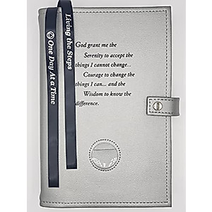 Culver Enterprises Paperback Giant Print Deluxe Double Alcoholics Anonymous AA Big Book & 12 Steps & 12 Traditions Book Cover Coin Holder Nickel