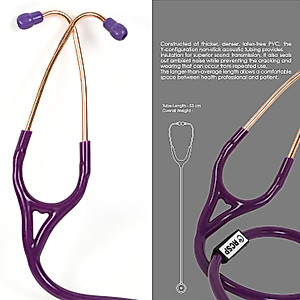 RCSP Cardio Stethoscope for Doctors and Nurses, Lightweight Chest Piece, Flexible Jointless Tube, Soft Ear Knobs, Rose Gold, Single Head Brass (PURPLE)