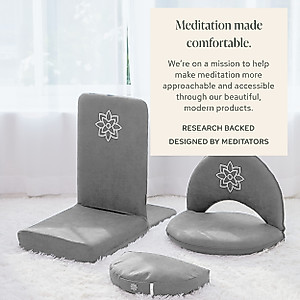 Mindful Modern Folding Pro Meditation Chair - Adjustable Meditation Seat with Back Support and Half Moon Buckwheat Meditation Cushion - Comfortable Mindfulness Living Room Floor Chair