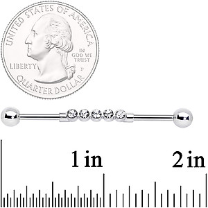 Body Candy Women 14G Steel Helix Cartilage Earring Clear Accent Quintuplet Industrial Project Barbell 1 1/2"