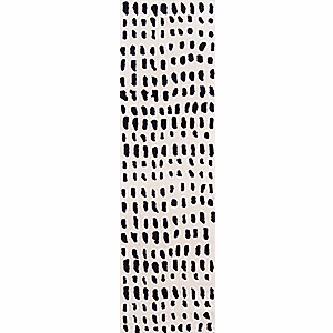 Novogratz Delmar Collection Boho Dots Wool Area Rug, Ivory, 2'3" x 8'0" Runner Size Mat for Living Room, Bedroom, Kitchen, Hallways, and Home Office