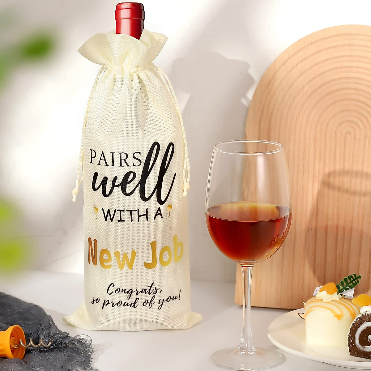 New Job Gifts Wine Bag, 1PC Congratulations Gifts for Women or Men, Congrats on New Job, Promotion Gift, Coworker Leaving Gift, Pairs Well With New Job Congrats So Proud of You