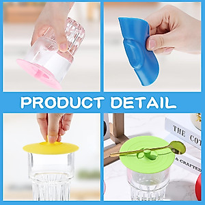 Silicone Cup Lid Mug Cup Cover Hot Drink Cup Lid Seal Airtight Cup Cover with Spoon Holder Design for Glass Cup Coffee Cup, 5 Bright Colors (15 Pieces)