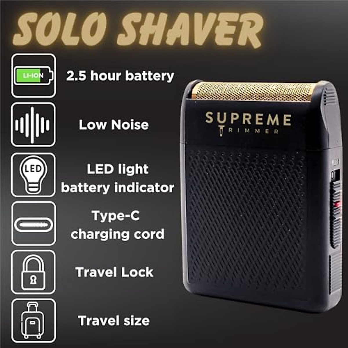 Supreme Trimmer SOLO | STF101 Single Foil Shaver |150 Min Runtime | USB-C Pocket Shaver for Barbers, Travel or Home use | Black