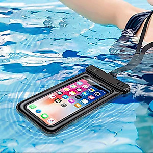 MOMODEER Universal Waterproof Case Cellphone Dry Bag, Universal Float Waterproof Case Underwater Dry Bag for Beach Swimming Kayak -2 Pack, Black