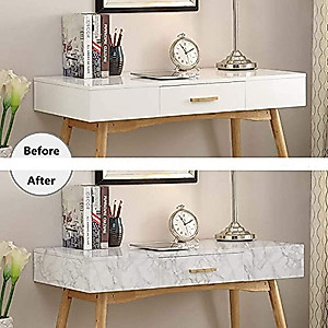 Marble Contact Paper 15.8" x197" Grey/White Wallpaper Marble Peel and Stick Countertops for Kitchen Waterproof Vinyl Self Adhesive Wallpaper Bathroom Cabinet Furniture Desk UpgradeThicker