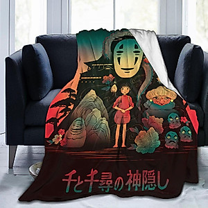 NVBCXVN Flannel Spirited Anime Away Toto'ro Blankets Lightweight Soft Warm Blanket Plush Air Conditioned Throw Blankets for Teen Couch Bed Sofa Living Room Chair 40""x30"", Black 1