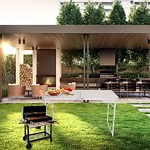 Ochine Foldable Indoor Outdoor All-Purpose Portable Wooden Table for Picnics, Camping, Beach, Tailgating, Patio, Kitchen, Living Room - Roll Up Folding Design