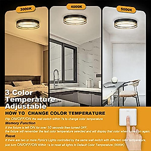 Flynix 12.5 Inch LED Flush Mount Ceiling Light Fixture, 26W, Super Bright 1700 Lumens, 3 Color 3000K/4000K/5000K, Dimmable Ceiling Lamp for Bedroom Hallway Bathroom Kitchen Laundry (Black Gold)