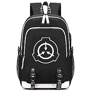 SCP Foundation Backpack USB Charging Laptop Bagpack Cartoon Bookbag Oxofrd Travel Daypacks (b)